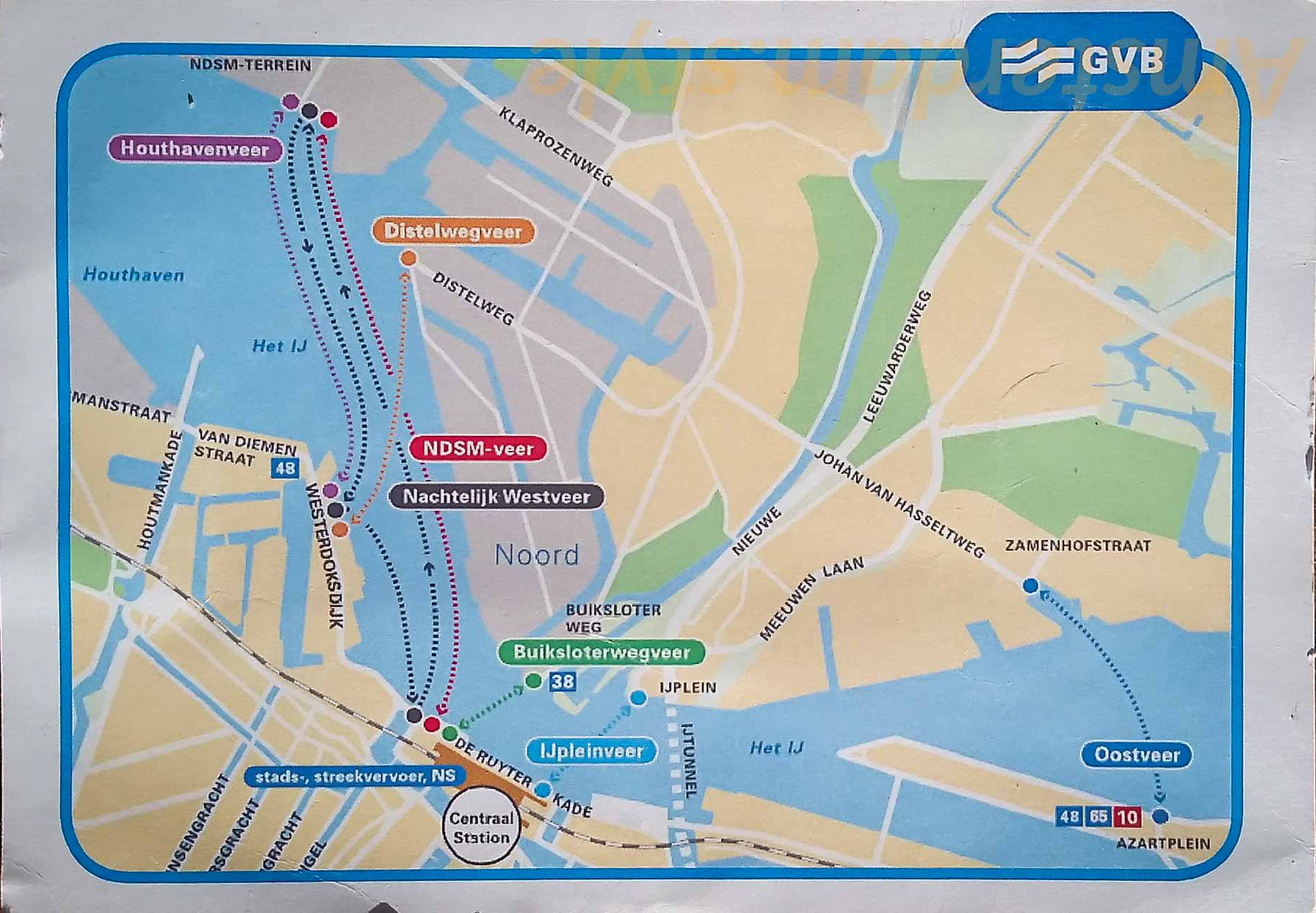 Ferry map of Amsterdam - downloadable pdf map